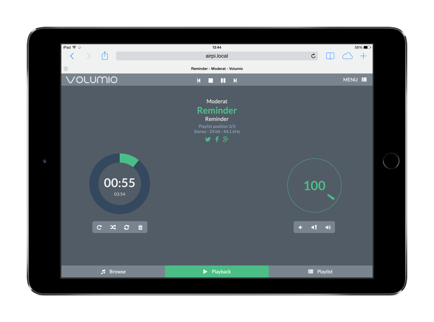 Raspberry Pi with HifiBerry running Volumio, an awesome music streamer ...